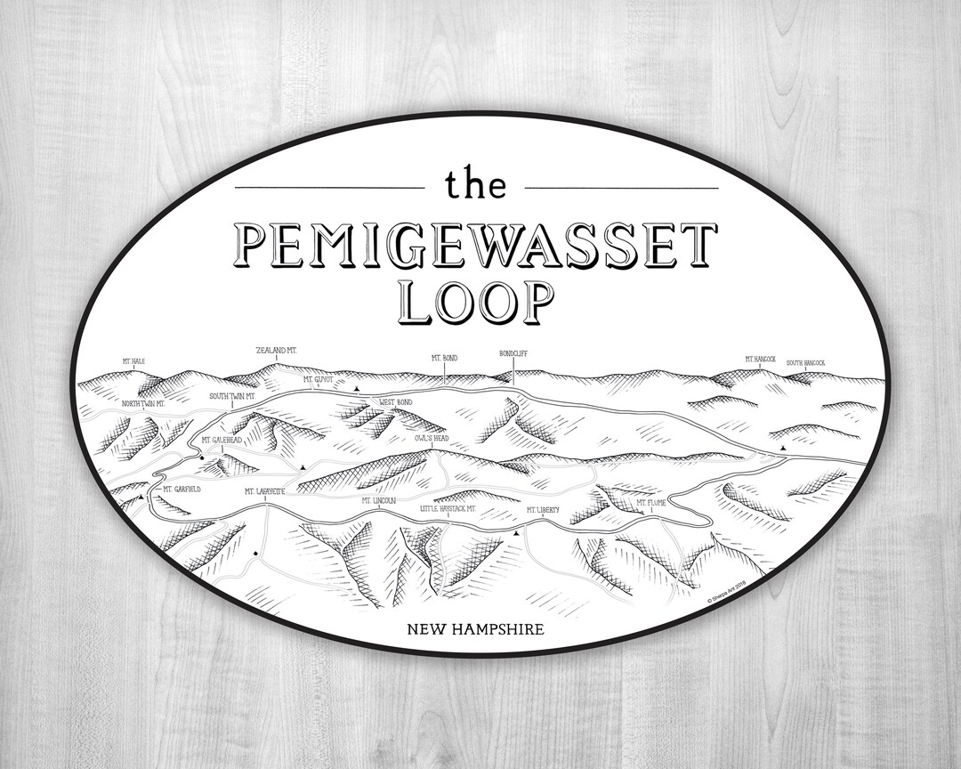 Pemi Loop Car Decal - New Hampshire 4000 Footers Hiking, Appalachian ...