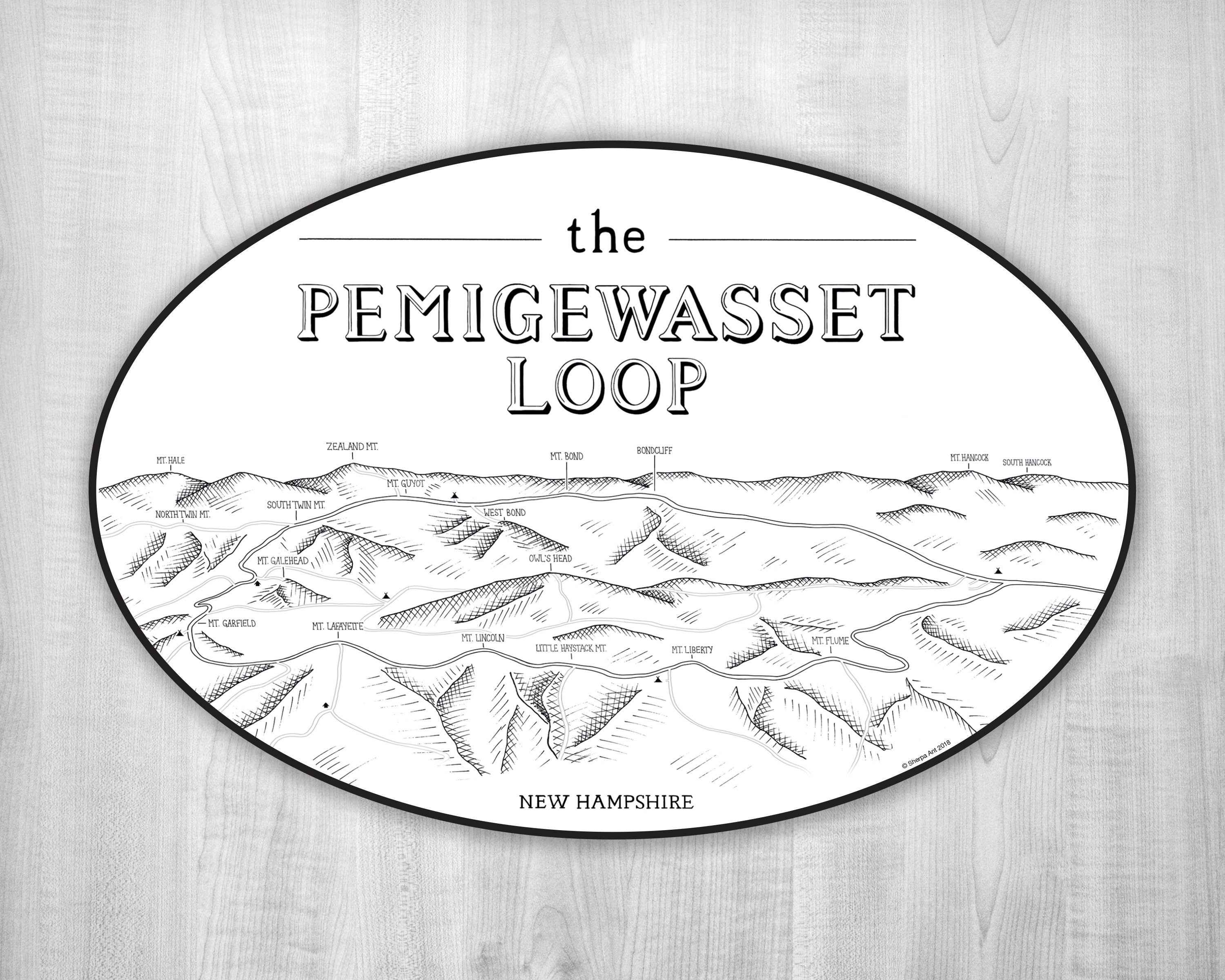 Pemi Loop Car Decal - New Hampshire 4000 Footers Hiking, Appalachian ...