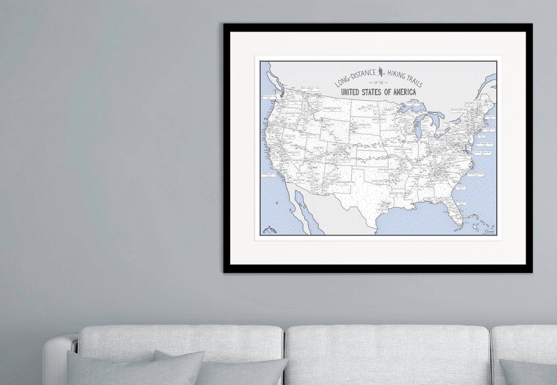 Long-distance Hiking Trails USA Map Color Your Hike - Etsy