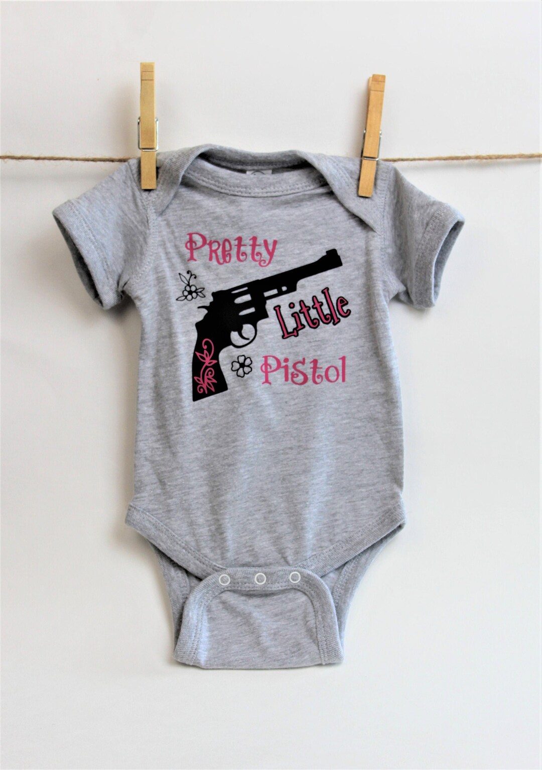 Infant Bodysuit Pretty Little Pistol | Gun Lover's Gift | Pistol Tee ...