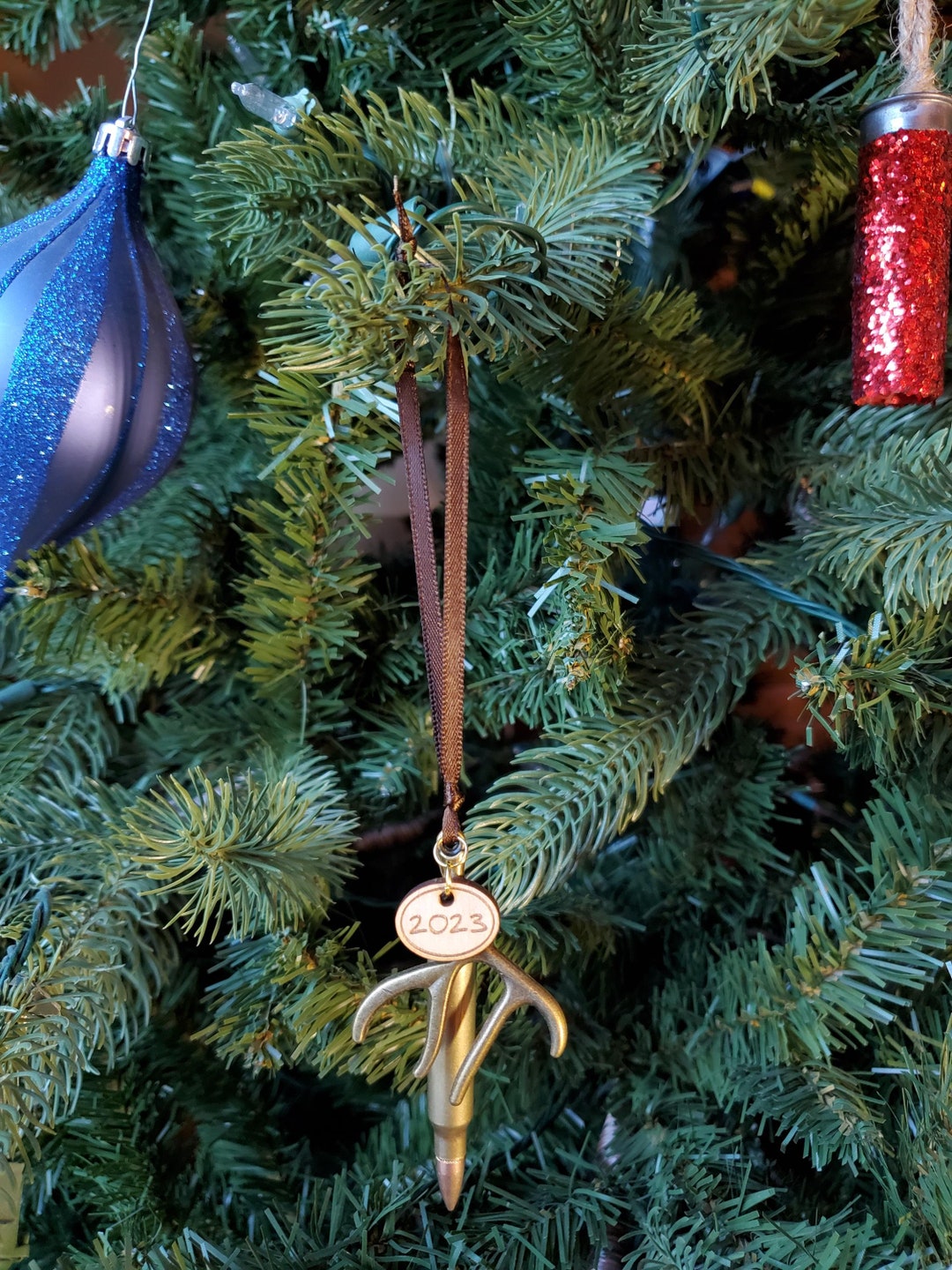 Custom Year Bullet and Antler Deer Hunting Christmas Tree Ornament - Etsy