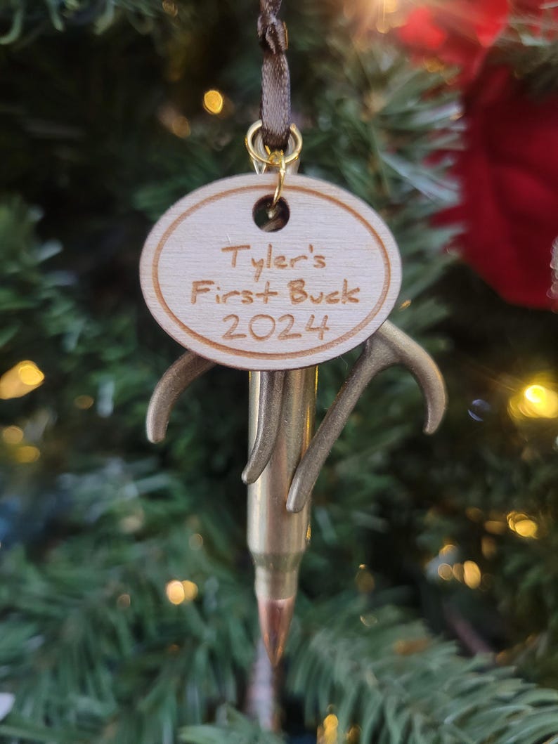 Custom Name and Year First Buck Bullet and Antler Deer Hunting ...