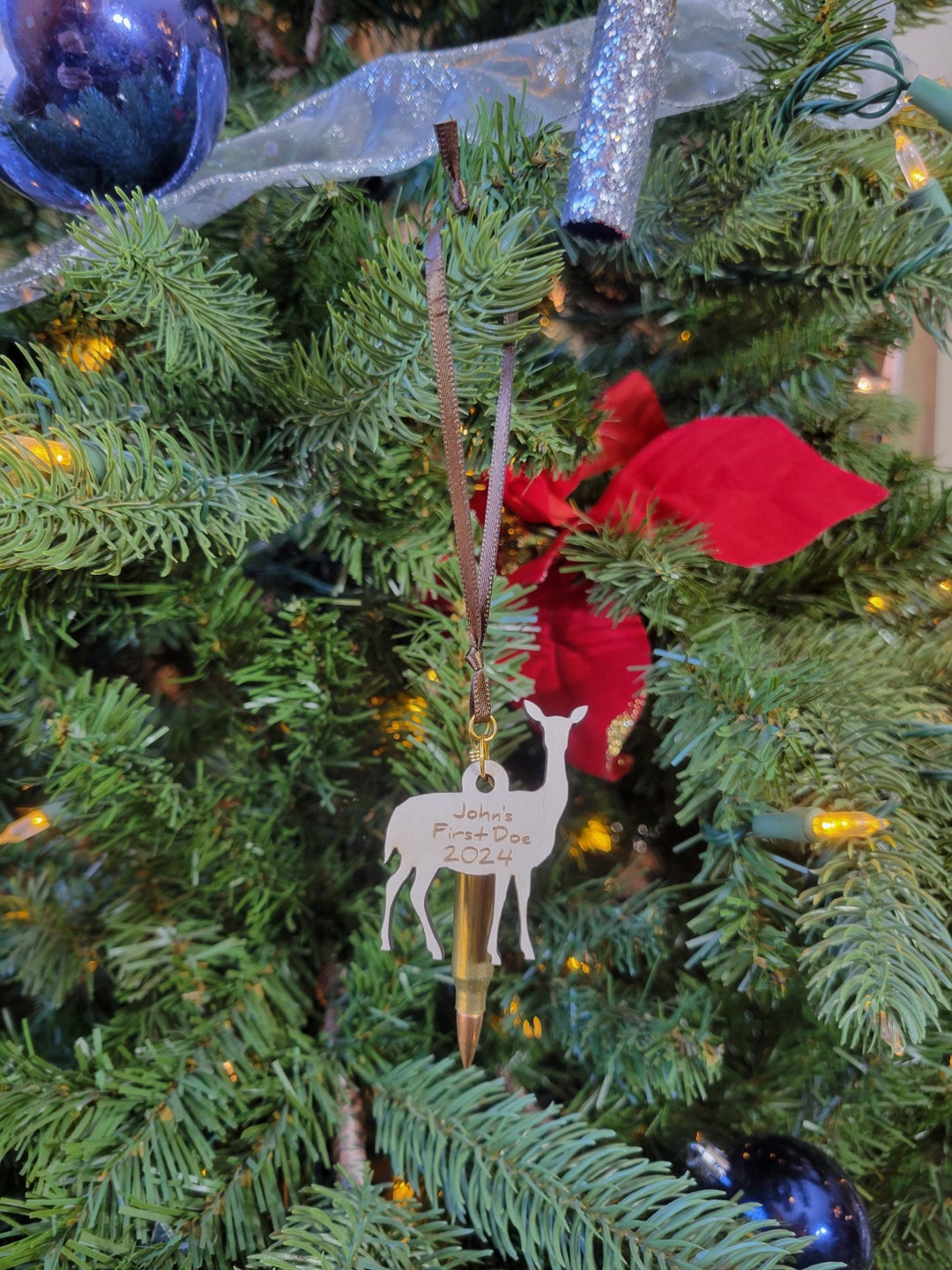 Custom Name First Doe and Bullet Rifle Hunting Christmas Tree Ornament ...