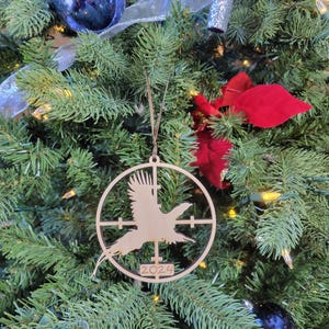 Engraved Pheasant in Crosshairs Wooden Christmas 2024 Tree Ornament - Etsy