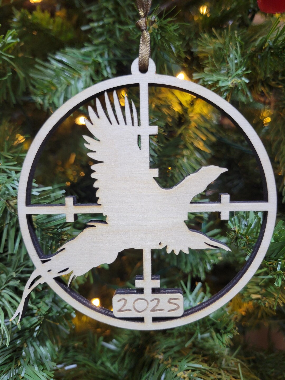 Engraved Pheasant in Crosshairs Wooden Christmas 2025 Tree Ornament - Etsy