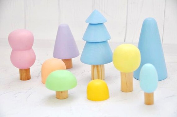 Pretend Play Woodland AUTUMN Tree Set 9 pcs Forest toy Nature table ...