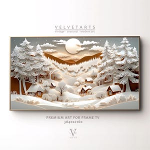 Frame TV Art - Paper Cut Winter Scene | Christmas Decor, Winter Festive ...