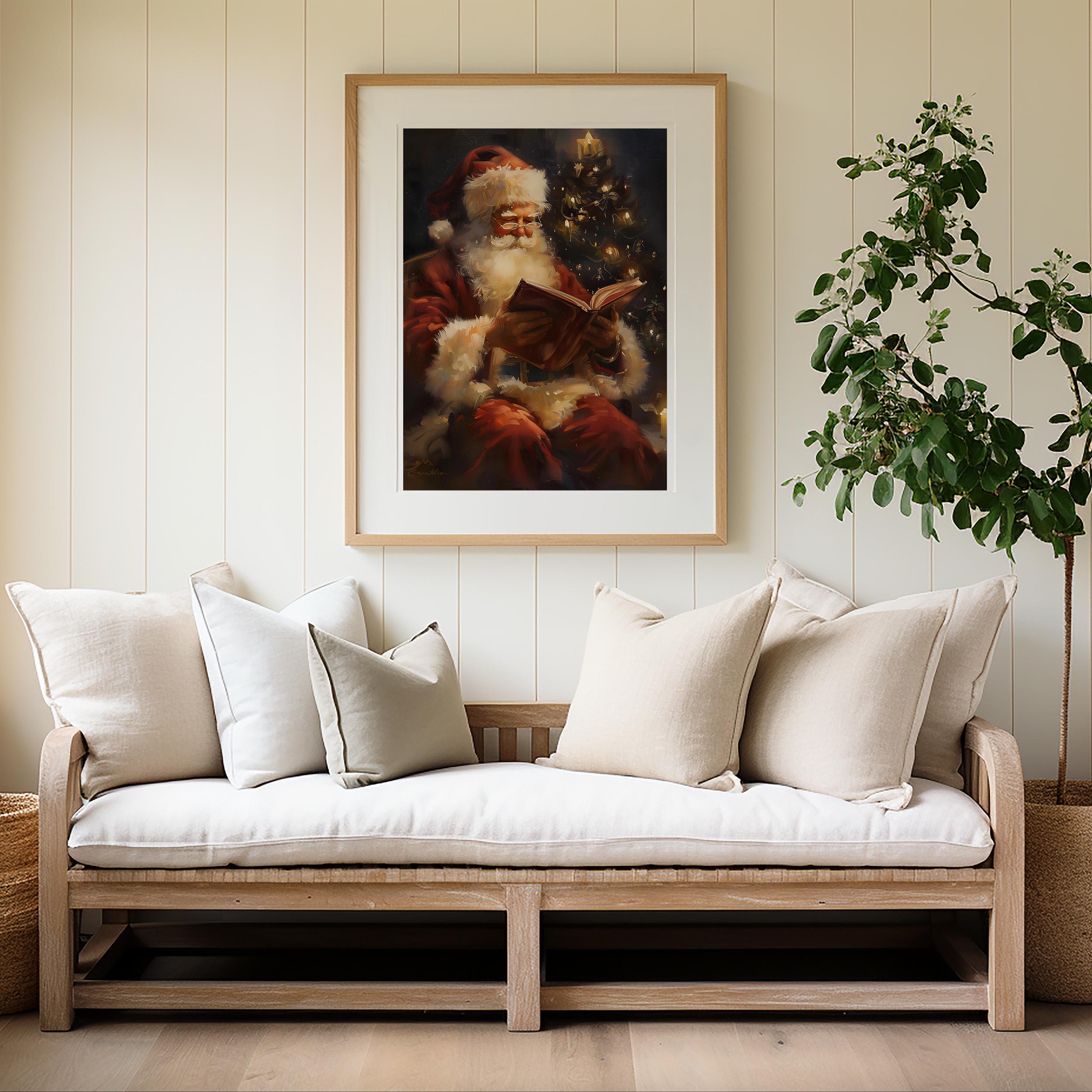 Printable - Santa's Quiet Moment, Vintage Painting | Christmas Print ...
