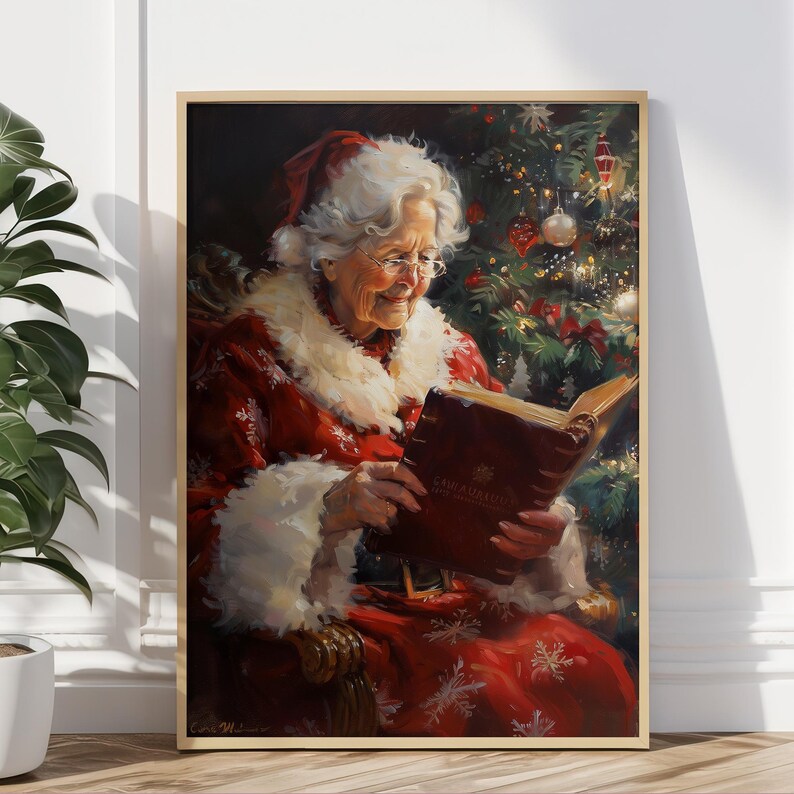 Printable - Mrs Claus Story Time, Vintage Painting | Christmas Print ...