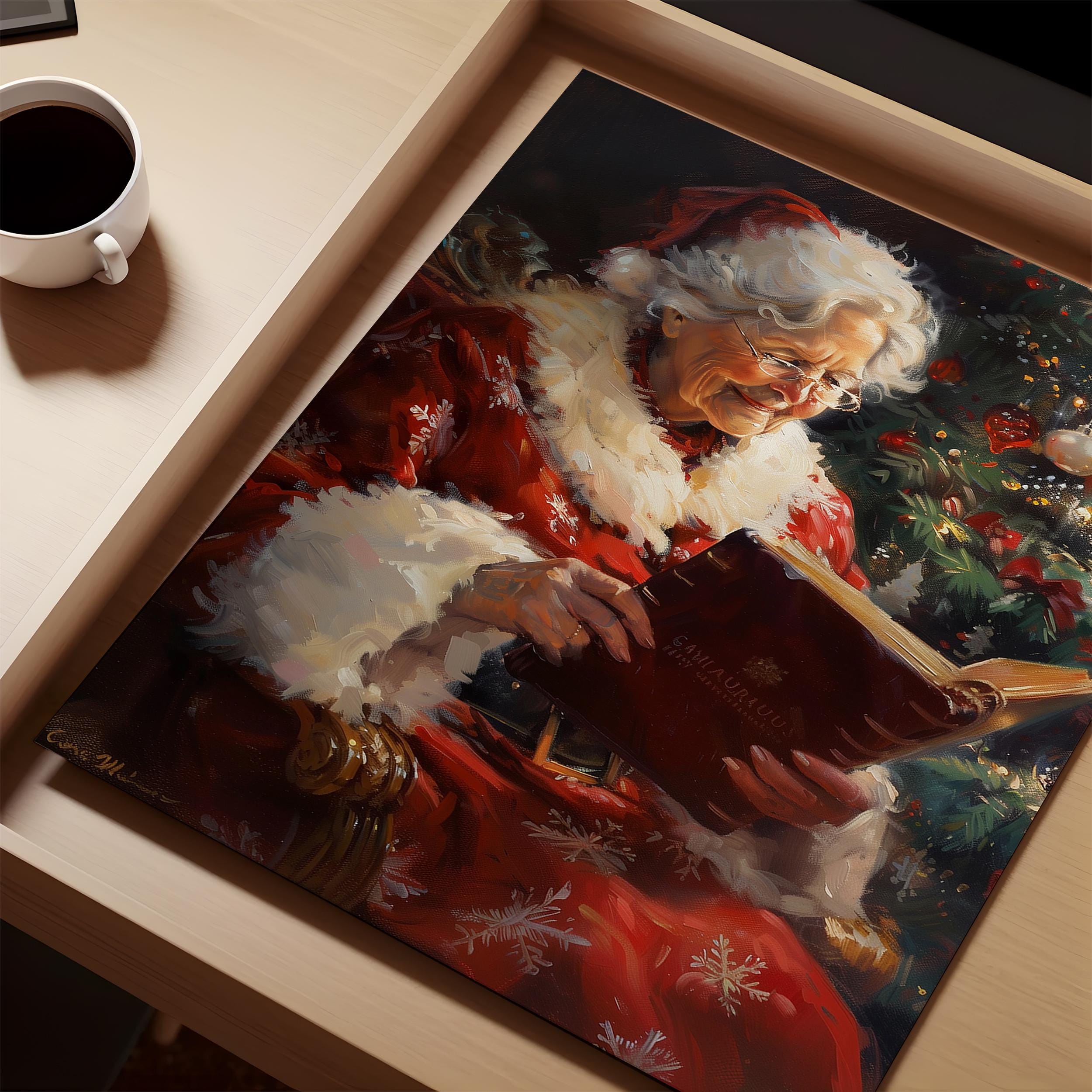 Printable - Mrs Claus Story Time, Vintage Painting | Christmas Print ...