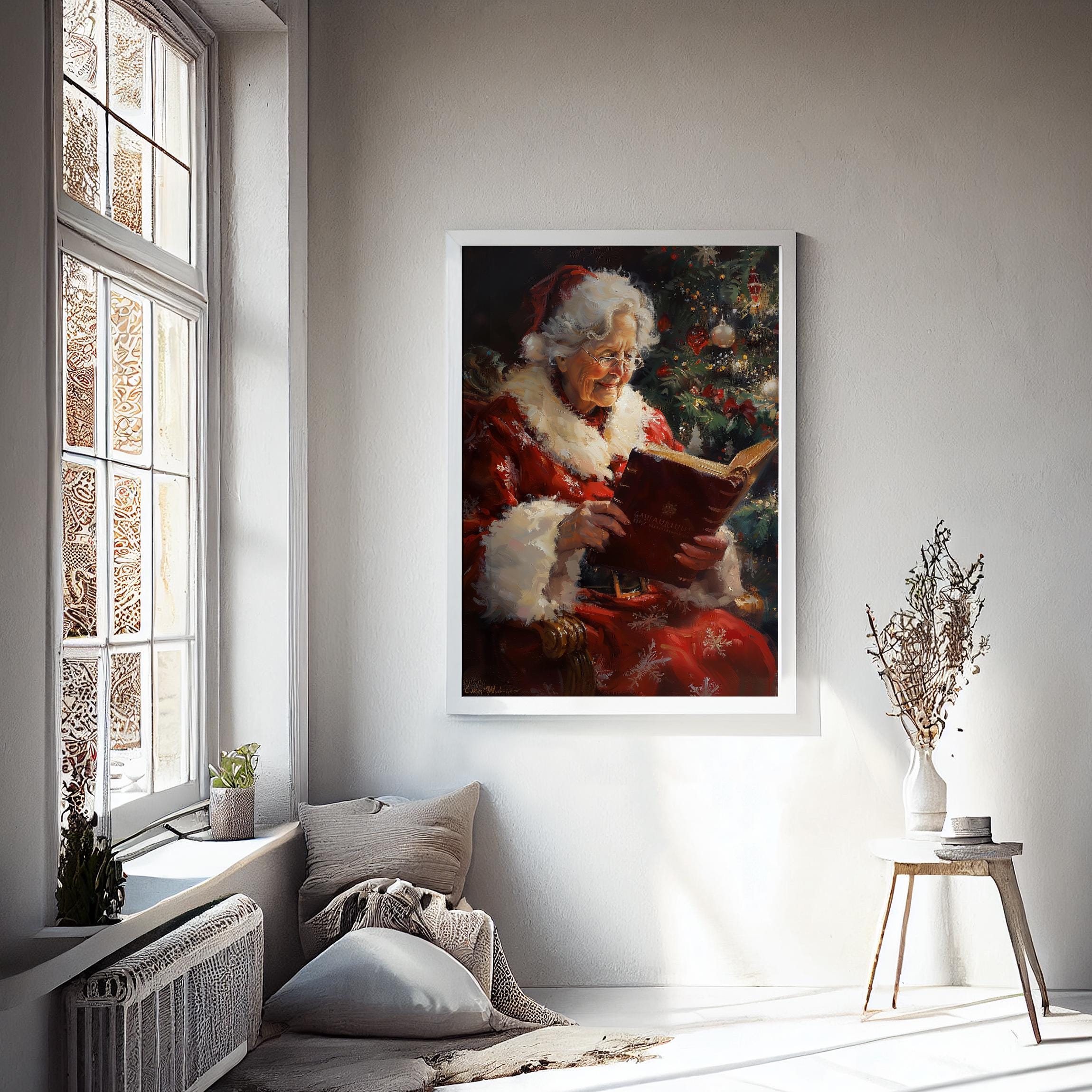 Printable - Mrs Claus Story Time, Vintage Painting | Christmas Print ...