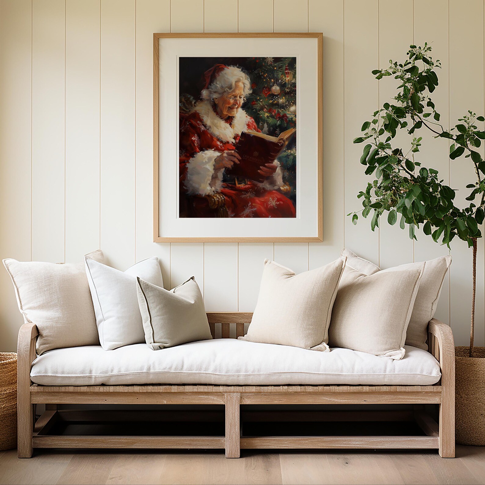 Printable - Mrs Claus Story Time, Vintage Painting | Christmas Print ...