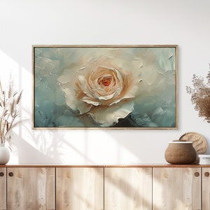 Frame TV Art - Rose in Cream | Abstract Floral Art, Floral Painting ...