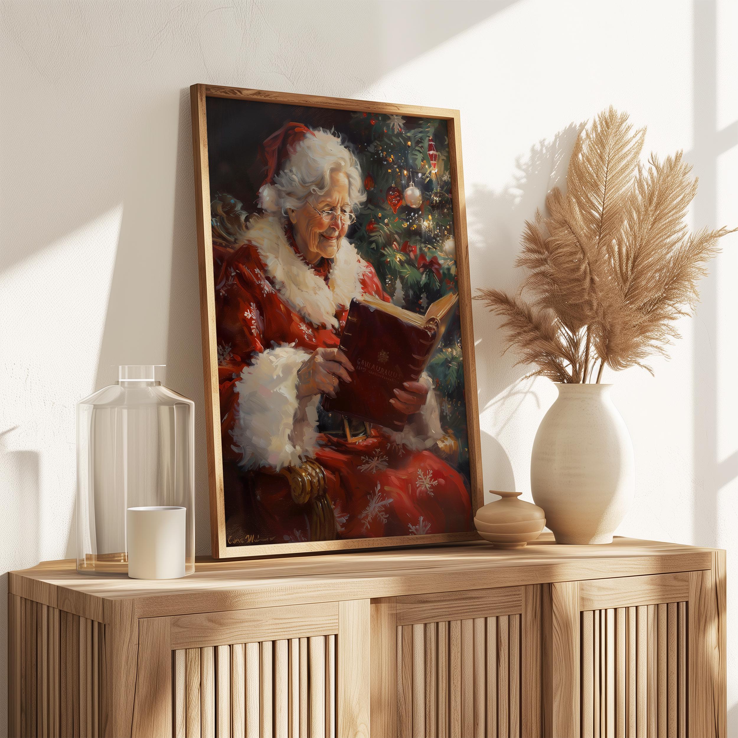 Printable - Mrs Claus Story Time, Vintage Painting | Christmas Print ...