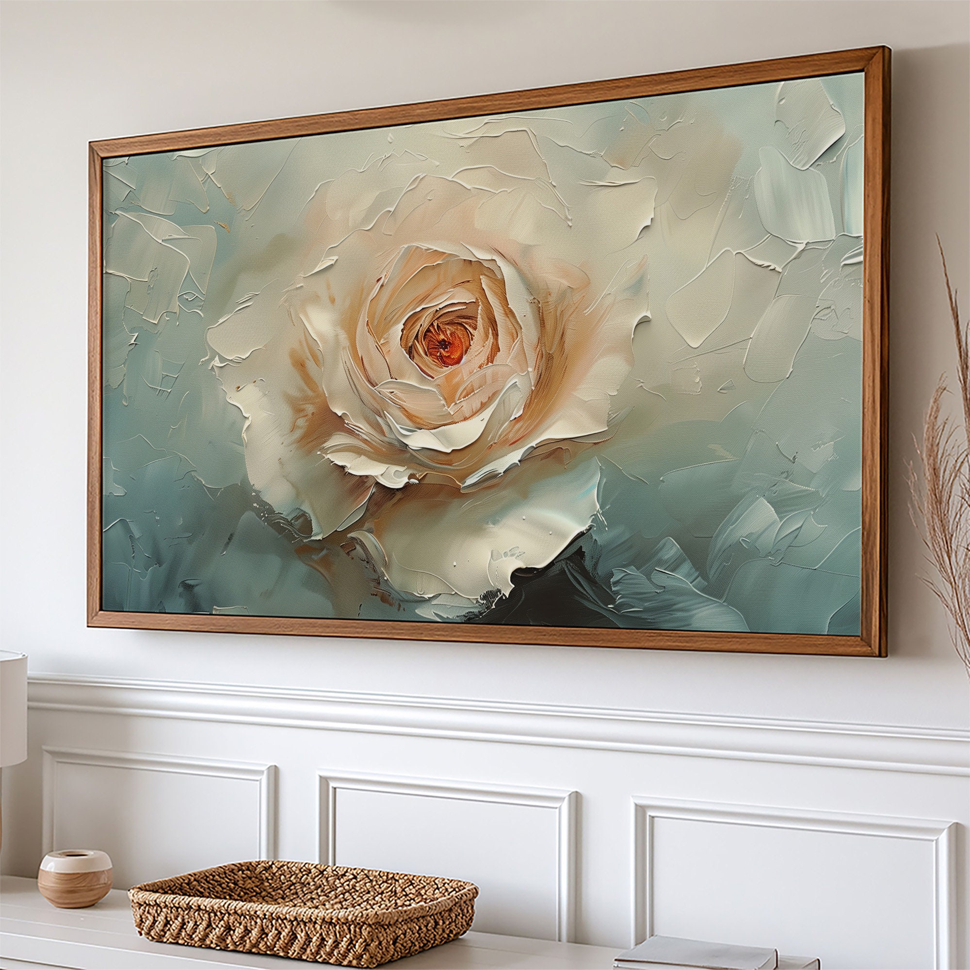 Frame TV Art - Rose in Cream | Abstract Floral Art, Floral Painting ...