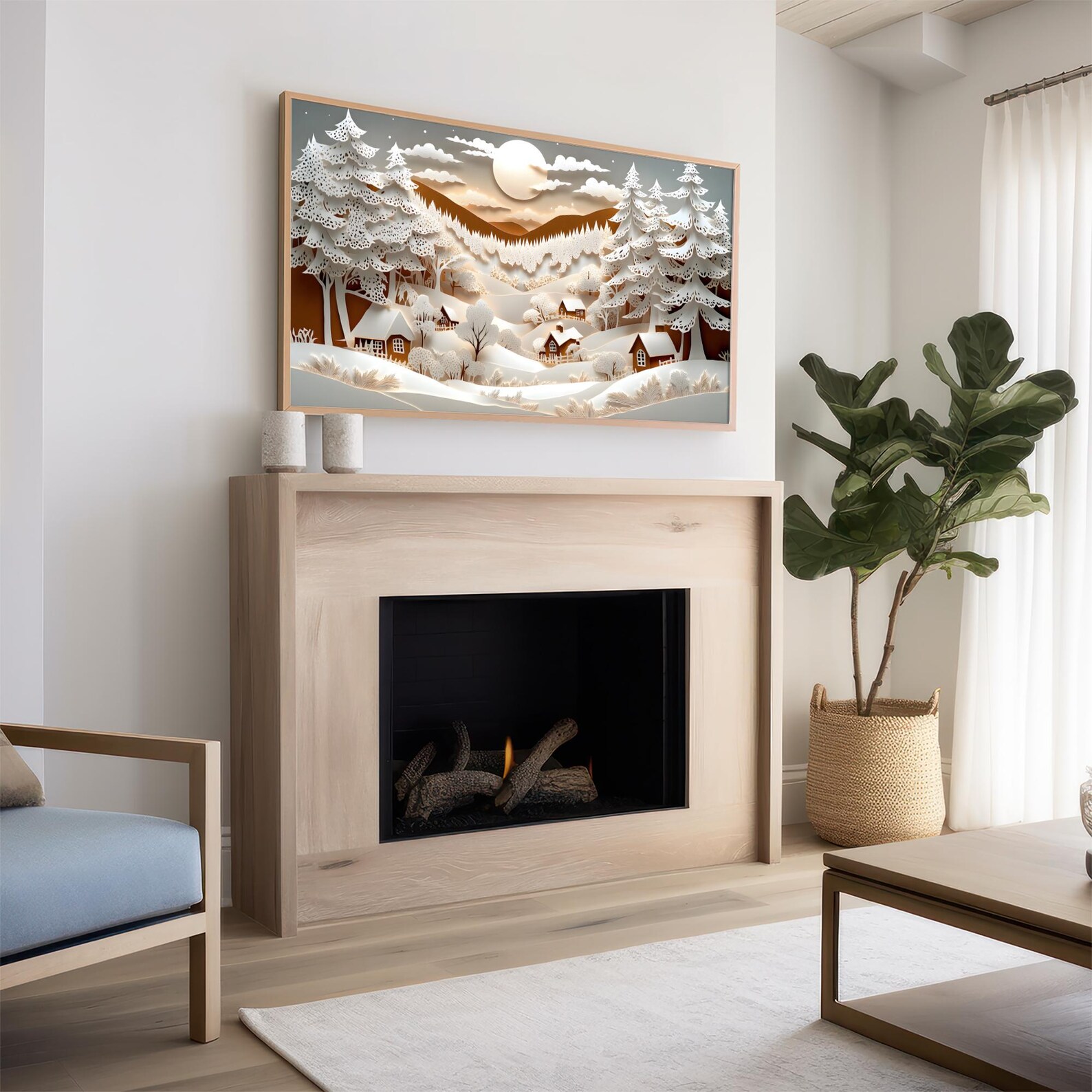 Frame TV Art - Paper Cut Winter Scene | Christmas Decor, Winter Festive ...