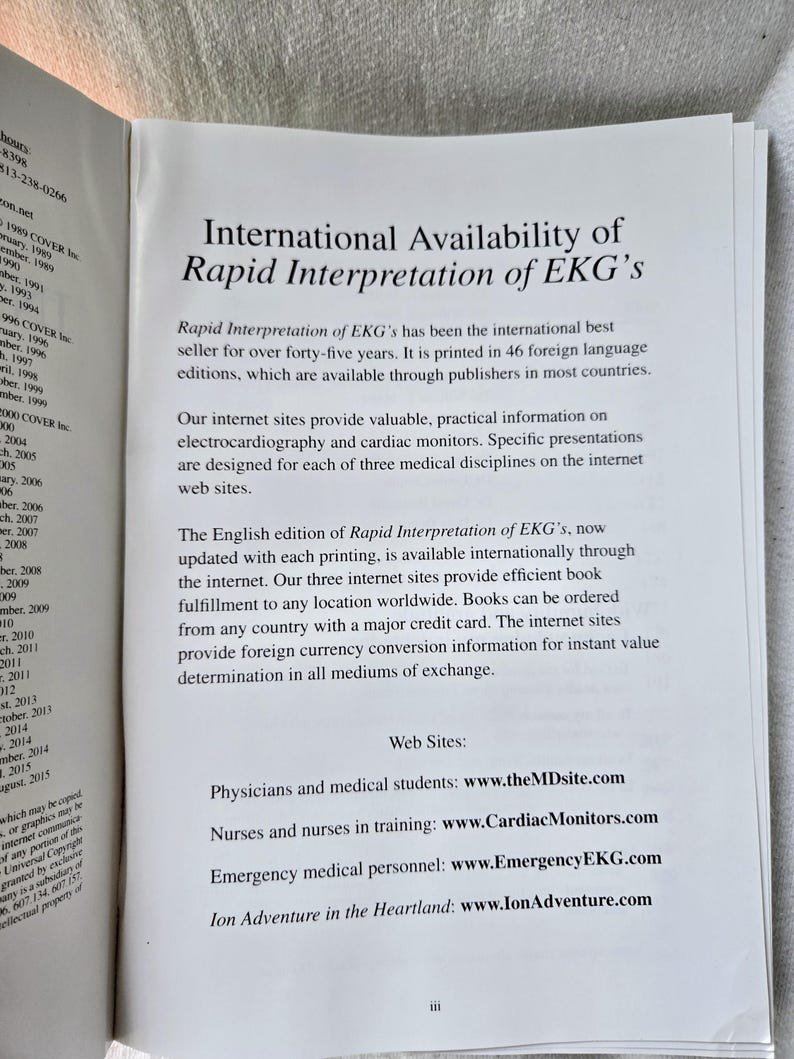 Rapid Interpretation of Ekg's 6th Edition Paperback Medical Book. 2000 ...