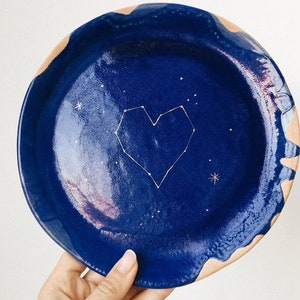Celestial Blue Plates With Gold Heart Constellation, Custom Handmade ...