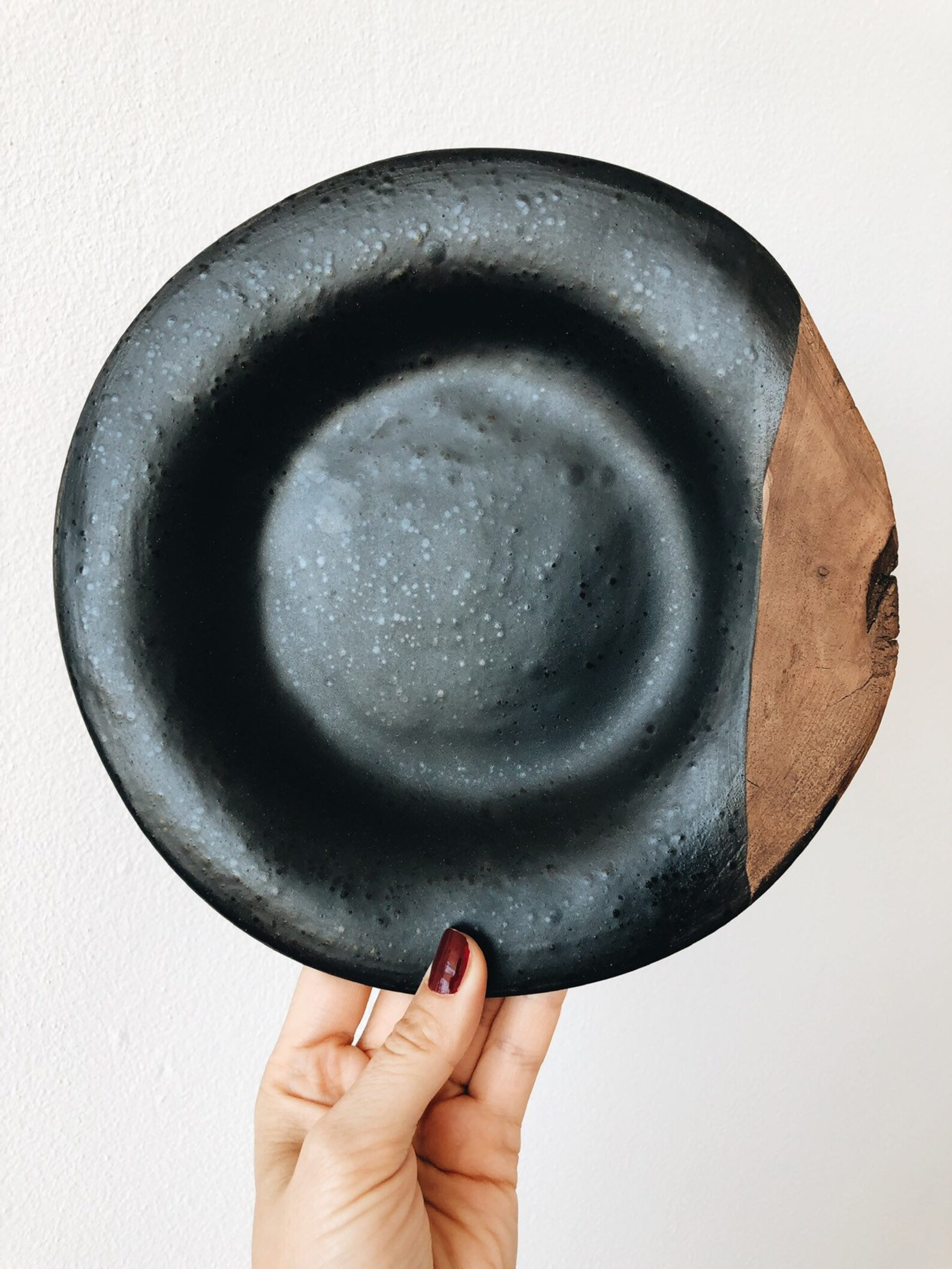 Black Irregular Rough Stoneware Plates Gothic Ceramic Dinner | Etsy