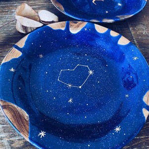 Celestial Blue Plates With Gold Heart Constellation, Custom Handmade ...