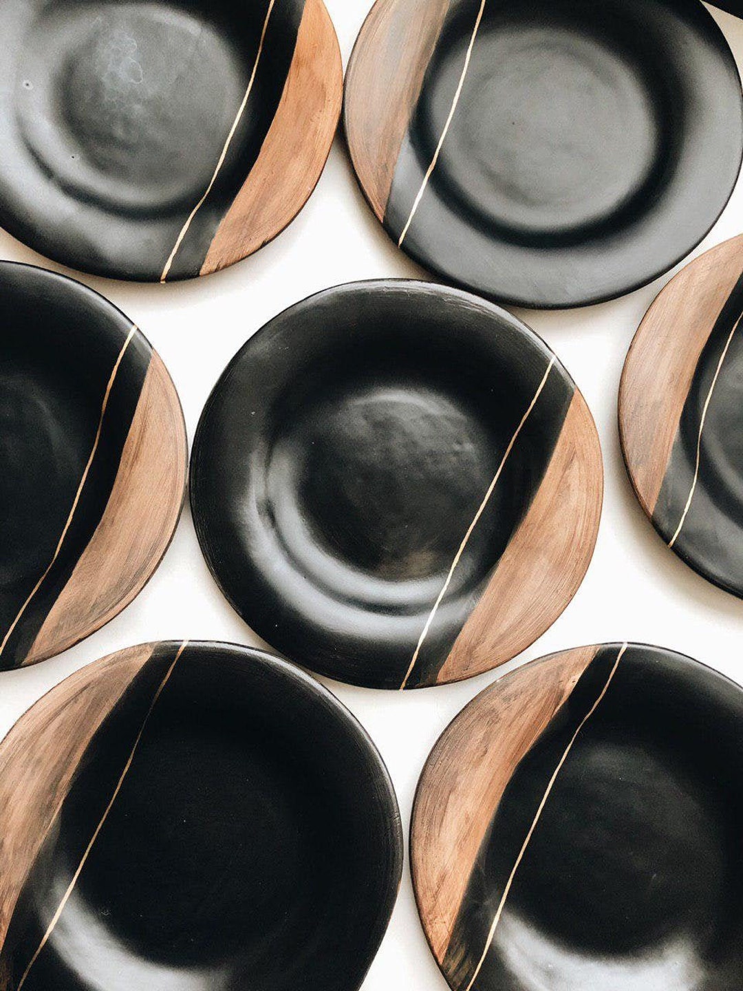 Black Ceramic Dinner Plate With Gold - Kintsugi Inspired Dish by Julia ...