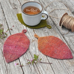 Leaf Knitting Pattern PDF Simple Oval Leaf Ornament Knit Coasters - Etsy