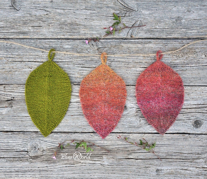 Leaf Knitting Pattern PDF Simple Oval Leaf Ornament Knit Coasters - Etsy