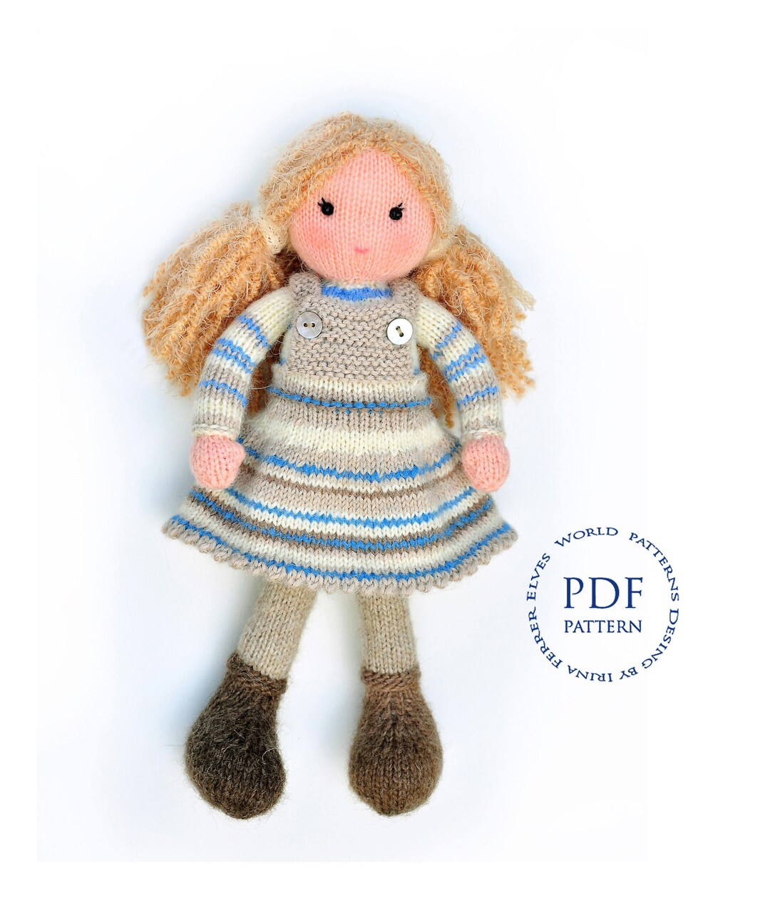 Adele Doll Knitting Pattern-knitted Doll With Kitty Pattern-waldorf ...