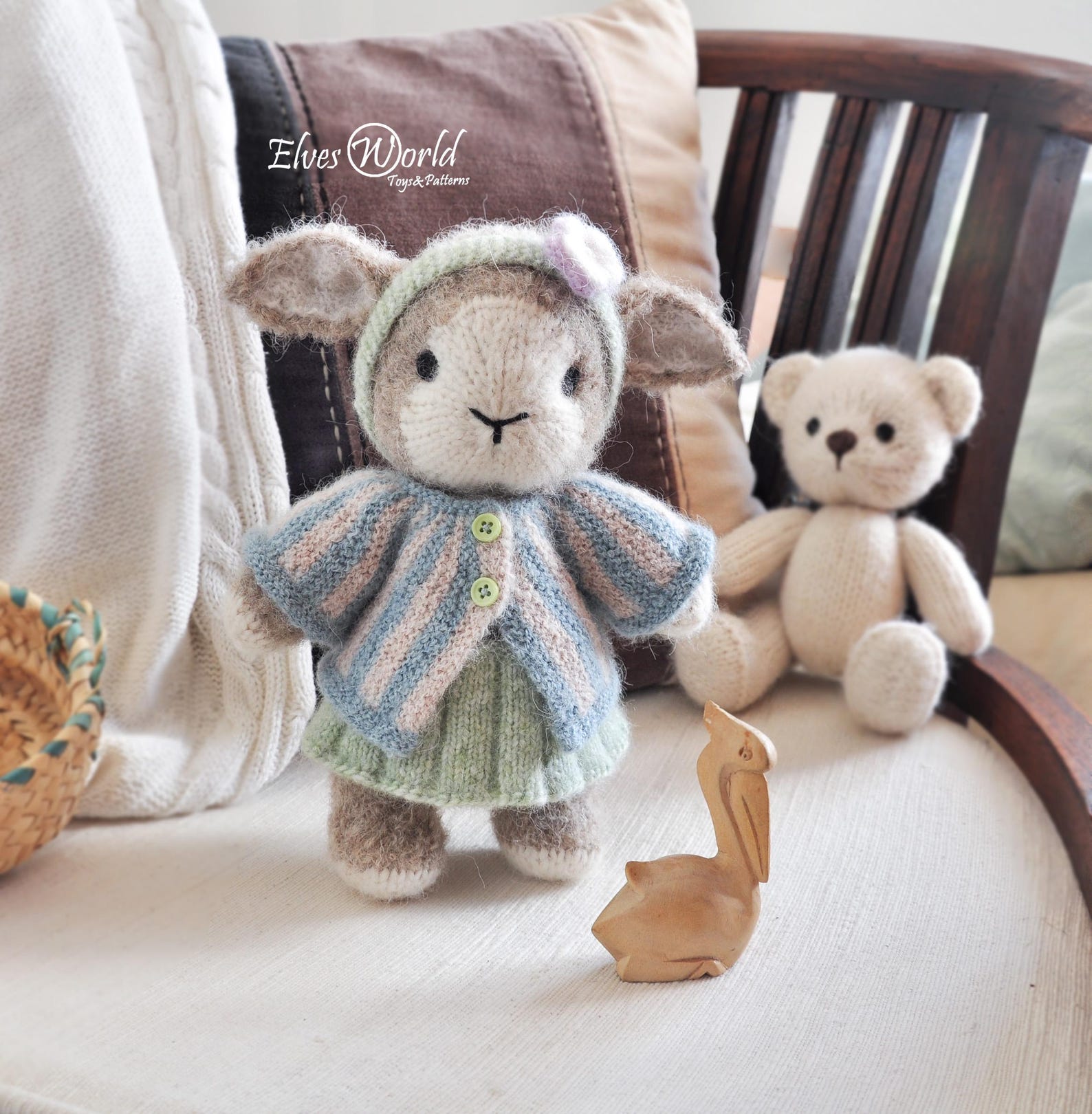 Knitting Pattern for Baby Lamb and Easter Toy Outfit: Striped Jacket ...