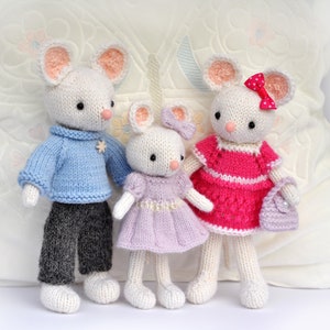 Family Mice Knitting Pattern, Stuffed Knitted Doll, Animal Toy Pattern ...