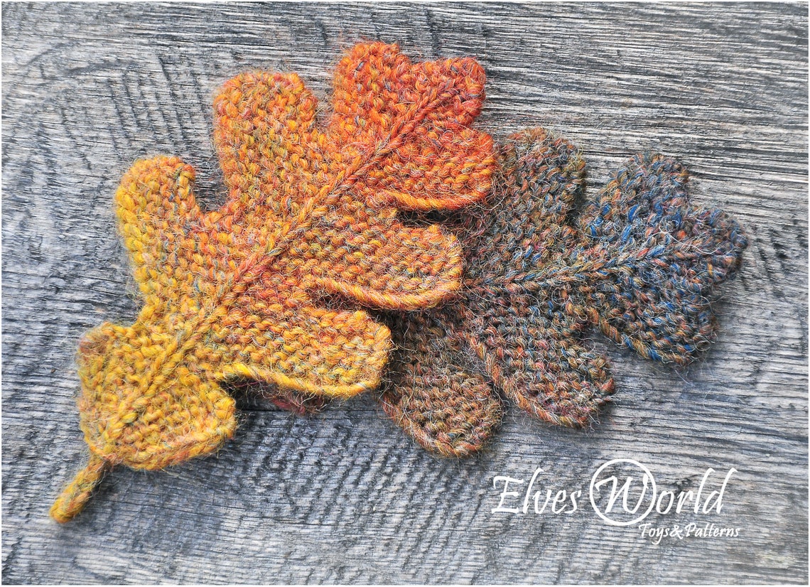 Knitting Pattern Oak Leaf Ornament Knitted Oak Leaves Pdf-pattern Knit ...