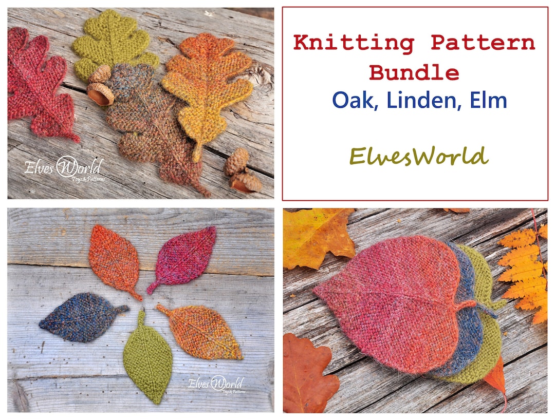 Knitting Patterns Bundle Oak Elm Linden Ornament Knitted Leaves PDF ...