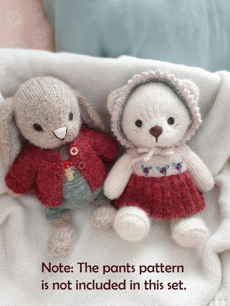 Toy Clothes Knitting Pattern for Amigurumi Teddy Outfit: Dress, Bonnet ...