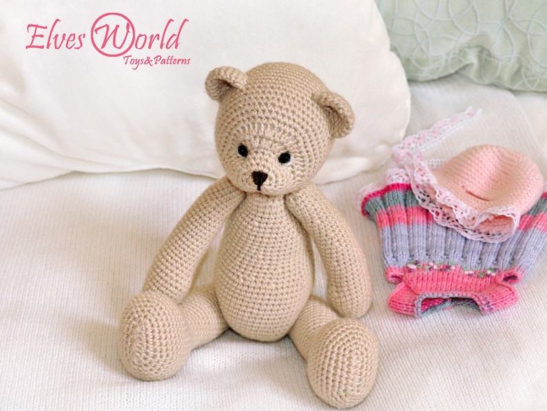 Crochet Pattern Teddy Bear Toy. Spring Dress and Bonnet - Etsy