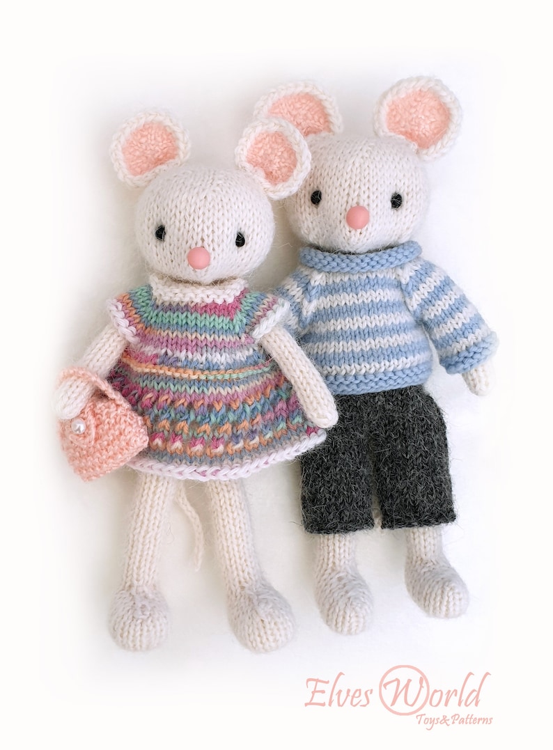 Knitting patterns toy Mice Family Knitted animal pattern Knit | Etsy
