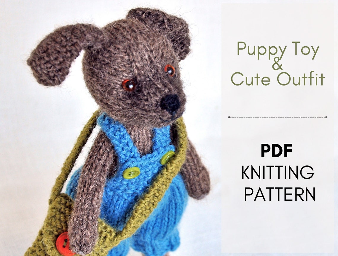 Puppy Knitting Pattern PDF Knitted Animal Toy. Amigurumi Dog. - Etsy