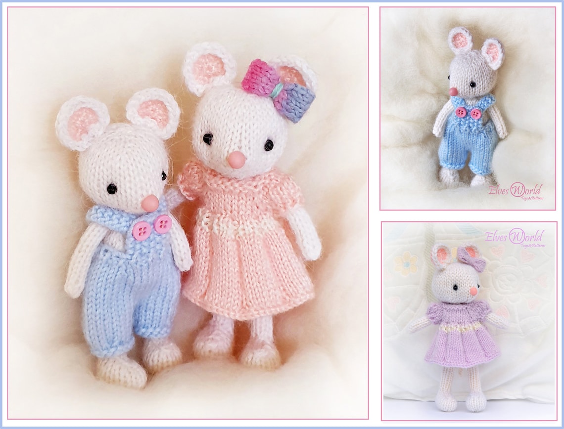 Knitting Patterns Mice Knitted Animal Pattern Valentine Knit | Etsy UK