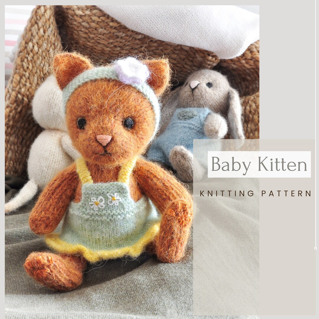 Kitten Knitting Pattern, Knitted Animal Toy, Amigurumi Cat With a ...