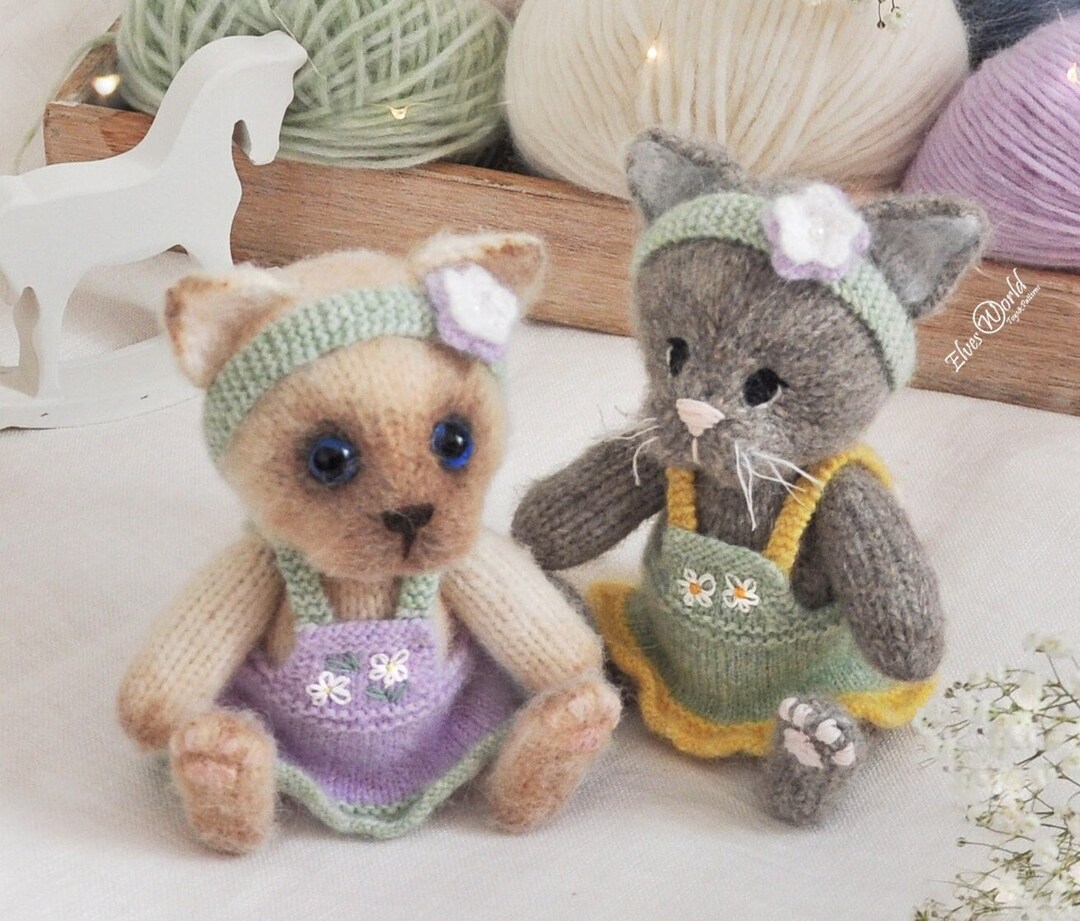 Kitten Knitting Pattern, Knitted Animal Toy, Amigurumi Cat With a ...