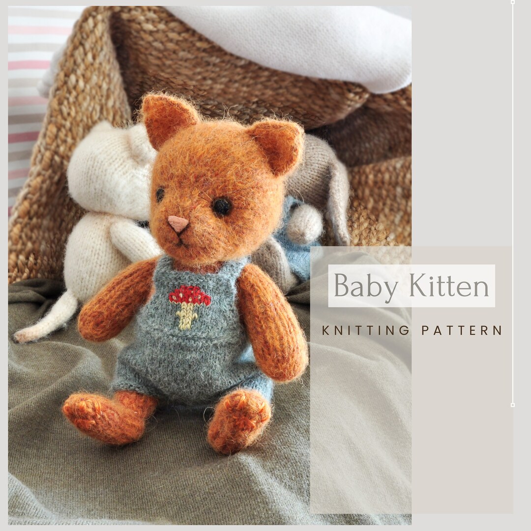 Kitten Knitting Pattern, Knitted Animal Toy, Amigurumi Cat Doll With ...