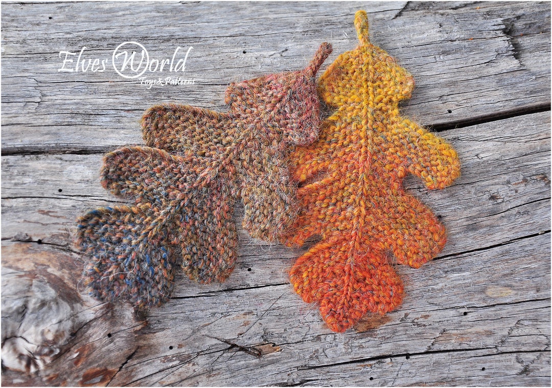 Knitting Pattern Oak Leaf Ornament Knitted Oak Leaves Burnt Orange ...