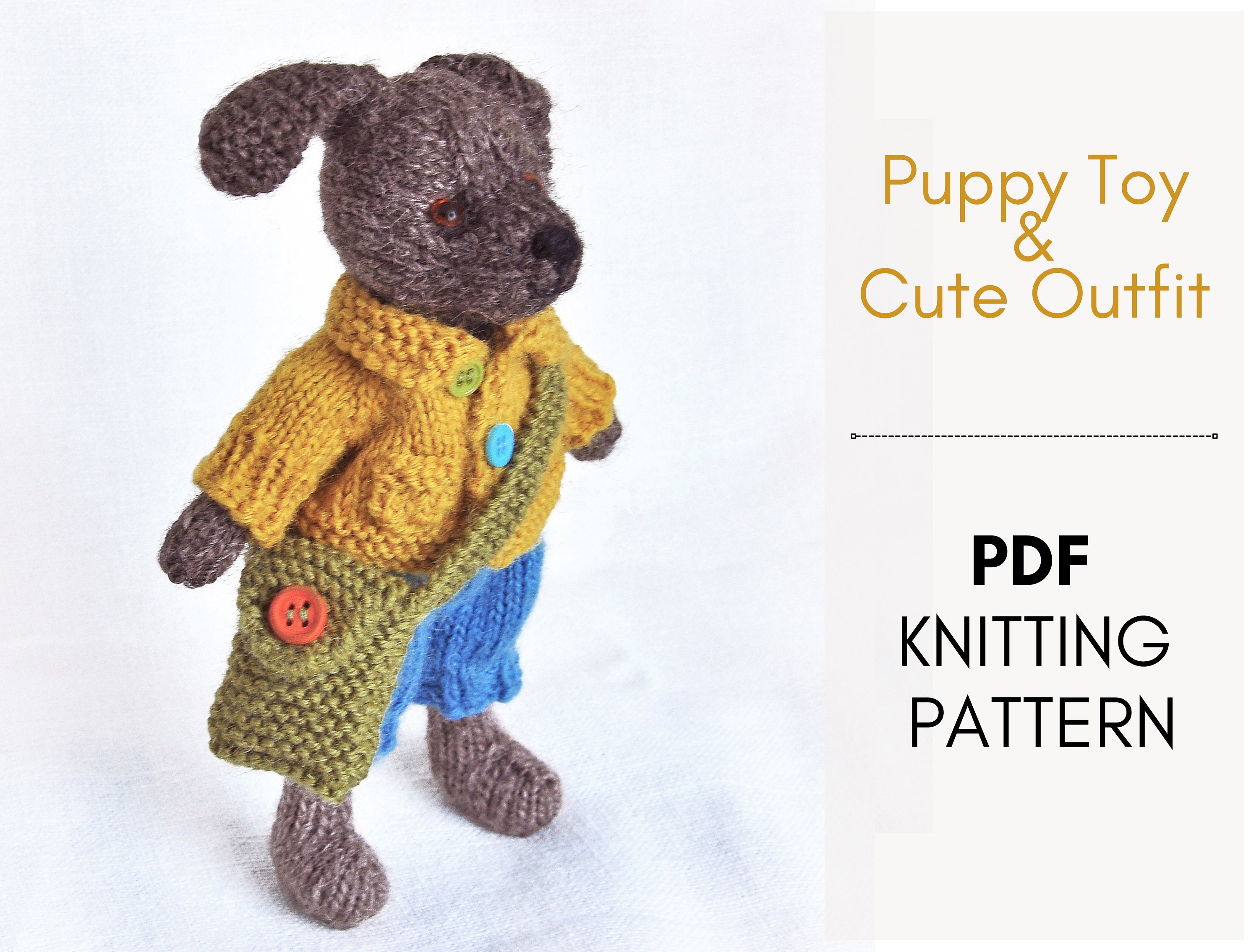 Puppy Knitting Pattern PDF Knitted Animal Toy. Amigurumi Dog. - Etsy