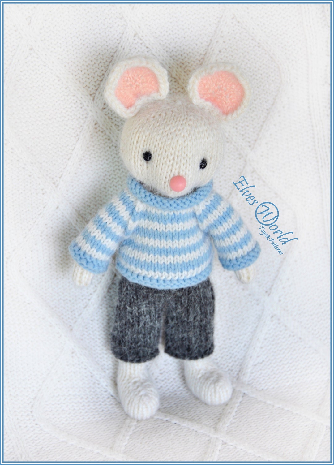 Toy Knitting Pattern-white Mouse-knitted Toy Pattern-amigurumi ...