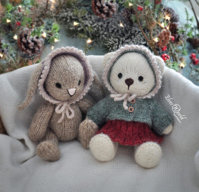Toy Clothes Knitting Pattern for Amigurumi Teddy Outfit: Dress, Bonnet ...