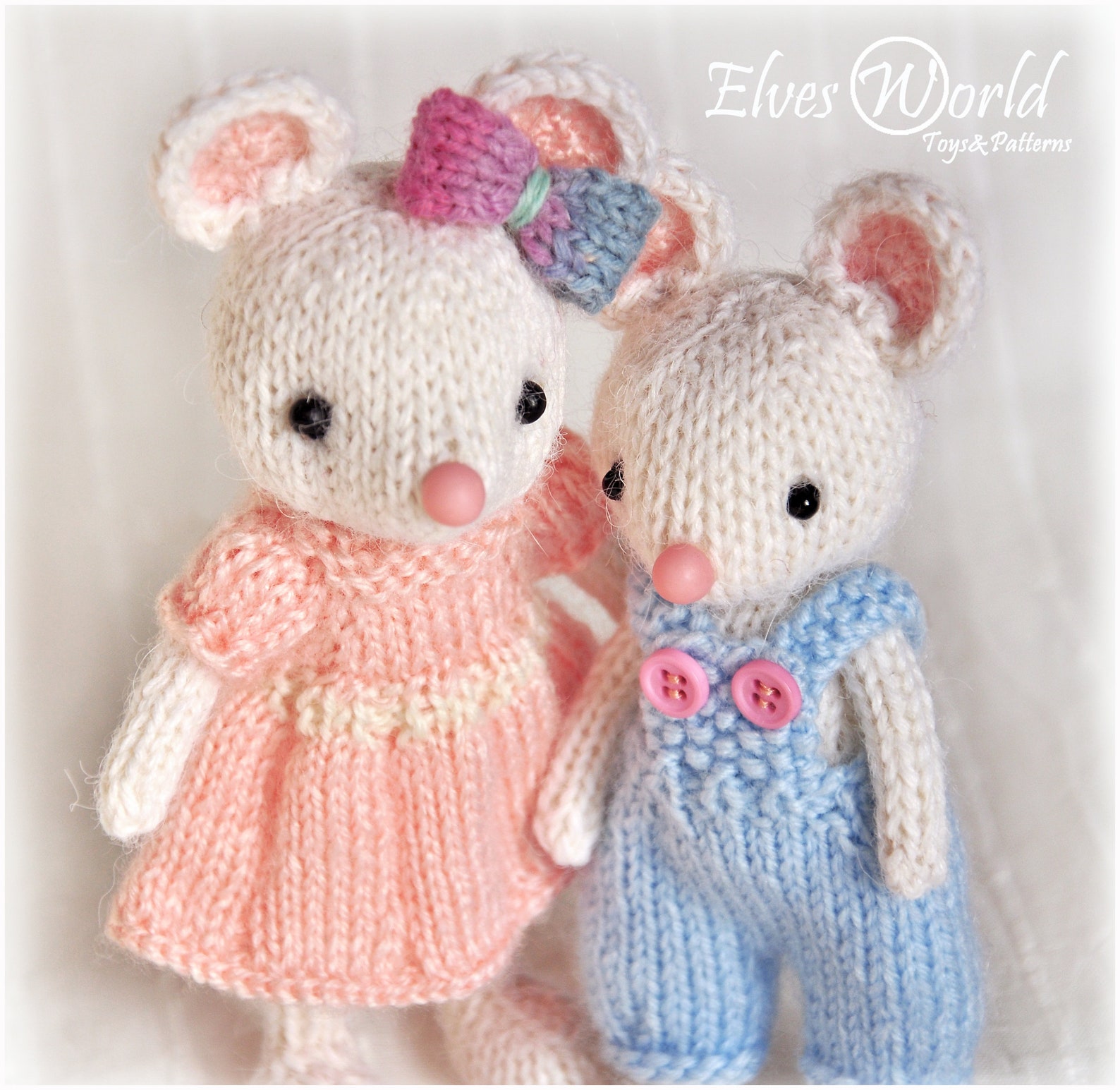 Knitting Patterns Mice Knitted Animal Pattern Valentine Knit Toy ...