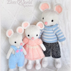 Family Mice Knitting Pattern, Stuffed Knitted Doll, Animal Toy Pattern ...