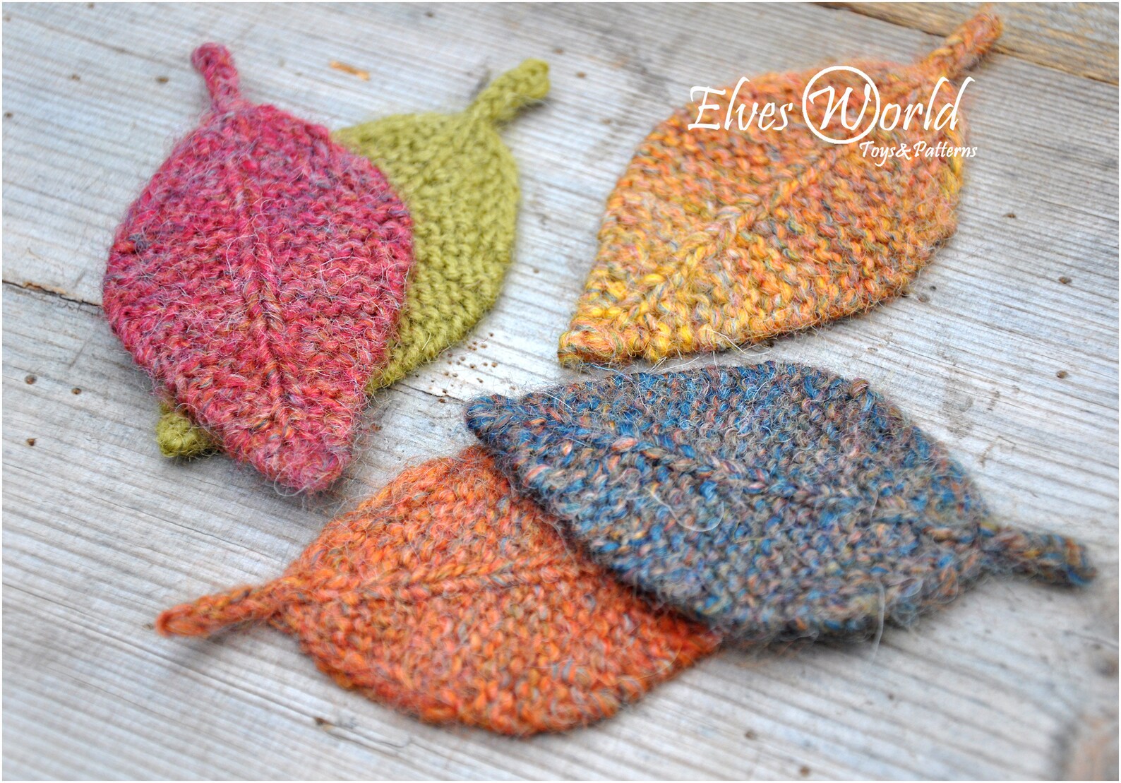 Knitting Pattern Knitted Leaves Knit Fall Ornament Autumn Leaves Burnt ...