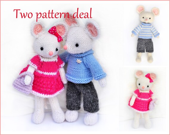 Toy Knitting Patterns Two Pattern Deal Lilly and Peter Knitted | Etsy