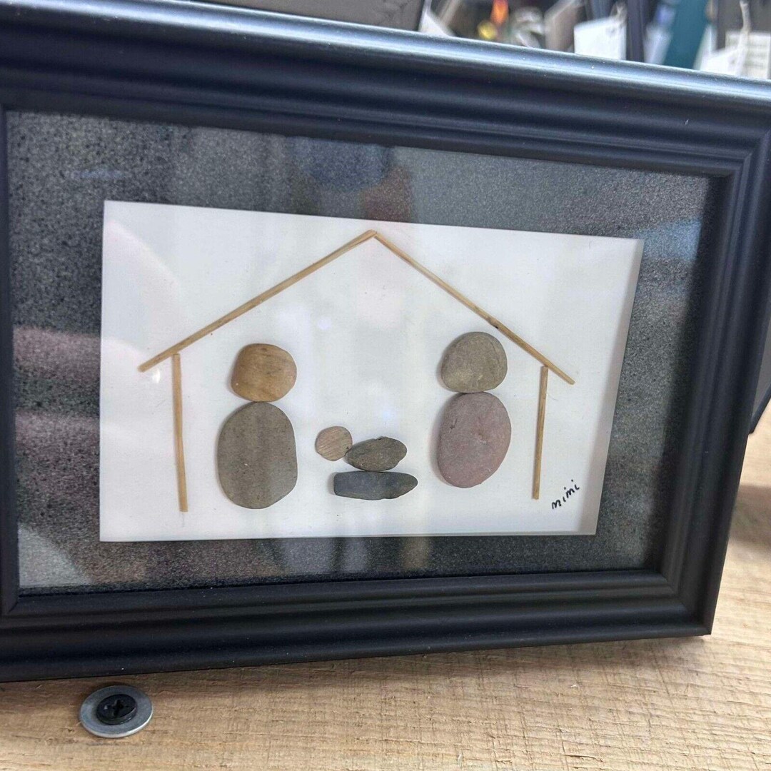 Nativity Scene Pebble Art by Mimi 5 X 7 Christmas Framed Home Decor ...