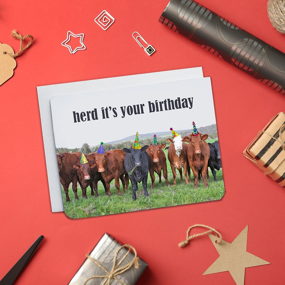 Herd Its Your Birthday Birthday Card Cow Card Animal Card - Etsy
